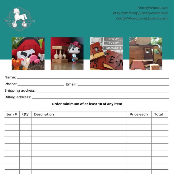 Printable Craft Show Order Form, Craft Show Order Sheet, Order Sheet ...