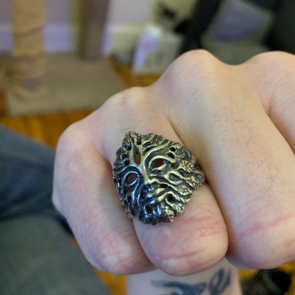 Green Man Ring in Sterling Silver - Etsy