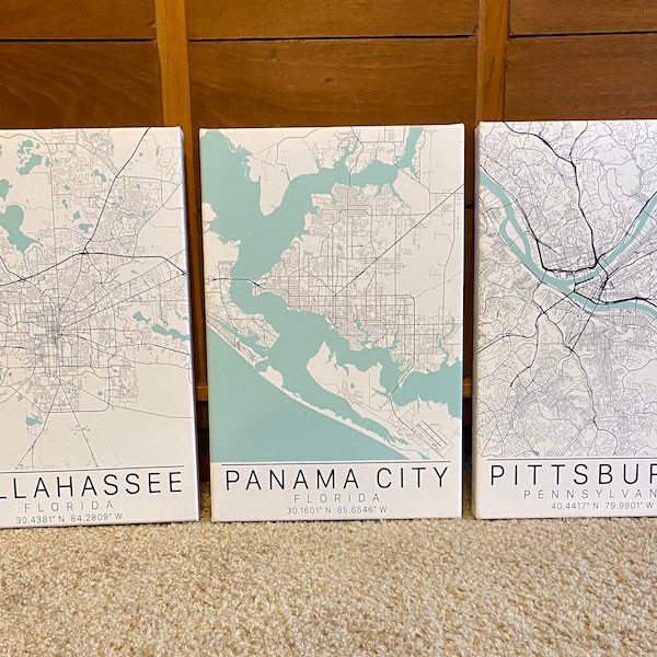 City Art - Custom City Map Bundle - Office Wall Art - Framed City Maps ...
