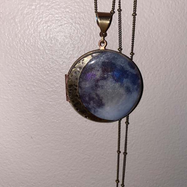 Vintage Locket Moon Necklace • Personalized Gift Jewelry • Celestial ...