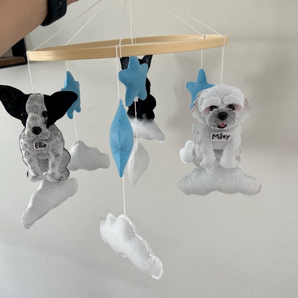 Custom Dog Baby Mobile, Personalized Baby Nursery, Puppy Baby Mobile ...