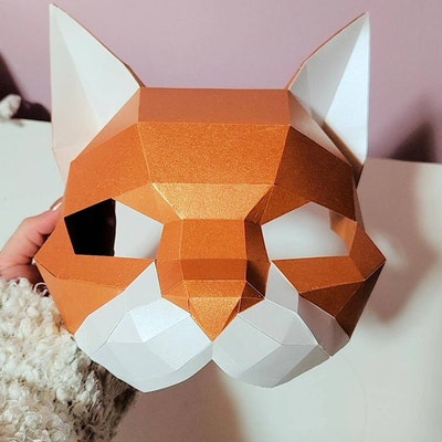 CAT MASK-2 Low Poly Animal Papercraft PDF Template - Etsy