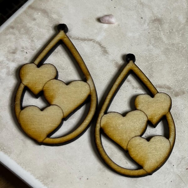 Valentine 3 Heart Teardrop Earring - SVG Cut File | Valentine Earrings ...