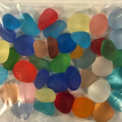 Round Sea Beach Glass Small 20 Pcs Mixed Color Lots Blue Green Red ...