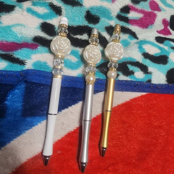 Beaded Pen/gold Floral Beaded Pens/gift for Friends/journal Pen/fancy ...