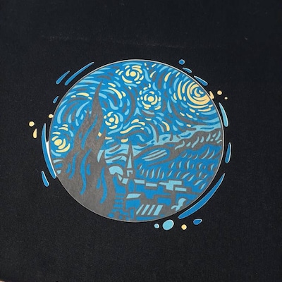 The Starry Night SVG Layered File Digital Illustration, Digital ...