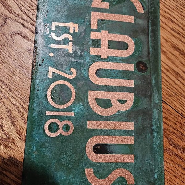 Copper Custom Sign- Personalized With Last Name - Copper Patina Sign ...