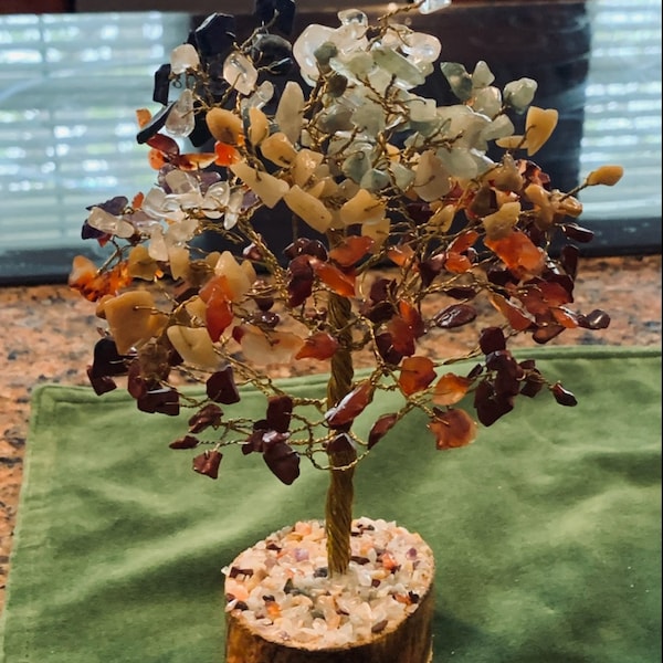 Chakra Gemstone Tree on Wood Base W/ Gold Wire - Etsy