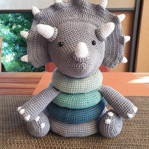 Dino Stacking Toy Crochet Pattern PDF, Amigurumi Triceratops Nursery ...