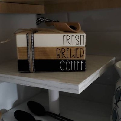 Coffee Mini Wood Book Stack With Scoop/ Coffee Bar/ Tier Tray Decor ...