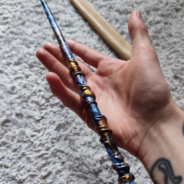 Magic Wand Blue and Gold Cosplay Magic Wand Witches Wand Party Wand ...