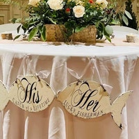 Mr and Mrs WEDDING CHAIR SIGNS Her Lucky Fisherman His Lucky Catch ...