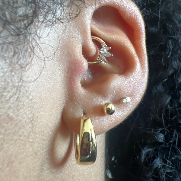 16G Solid Gold Daith Ring 6mm/8mm/10mm | CZ Dainty 14k Gold Daith ...