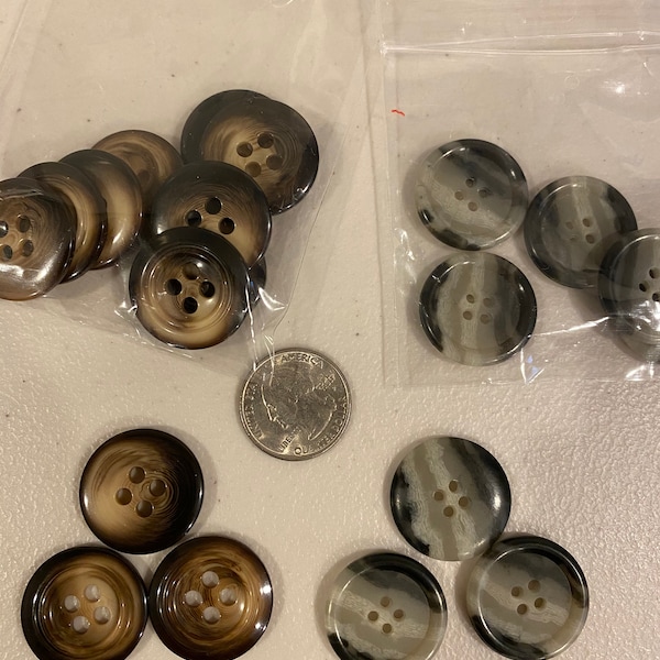 1" Grey Buttons WHOLESALE 4 Hole Buttons VINTAGE 25mm 40L Gray Buttons ...