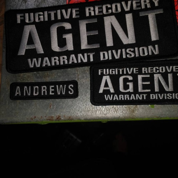 Fugitive Recovery Agent Warrant Division Embroidery Patch 4x10 2.5x6 ...
