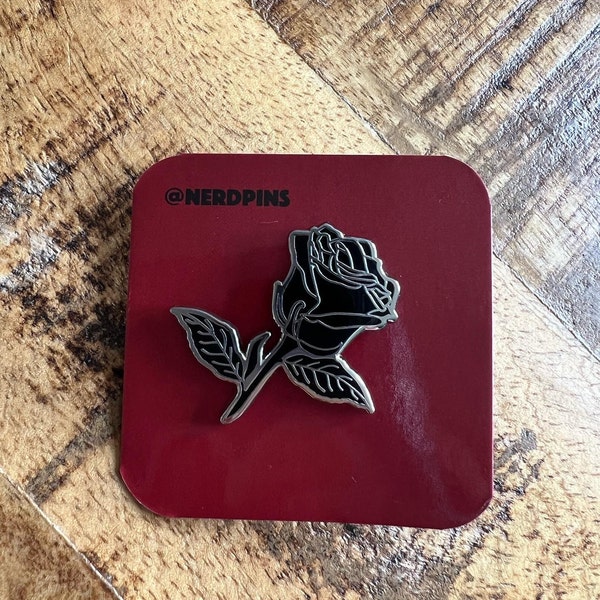 Black Rose Pin - Etsy