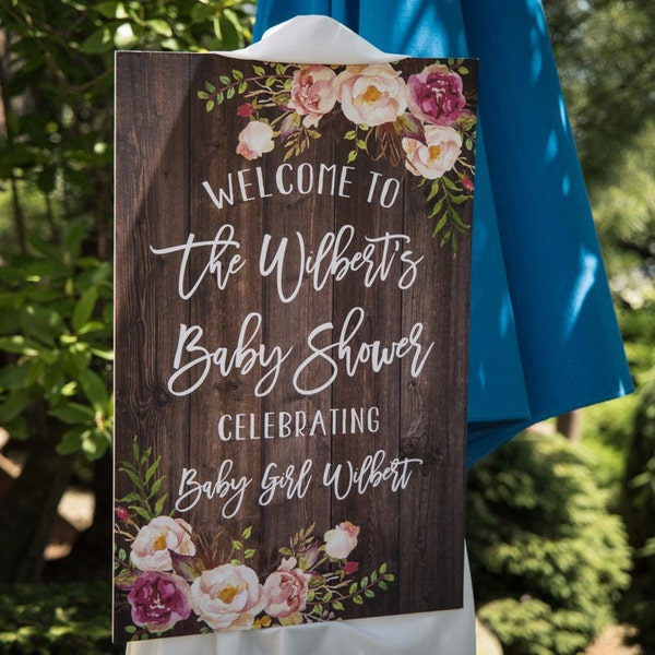 Baby Shower Welcome Sign, Rustic Baby Shower Welcome Sign, Large ...