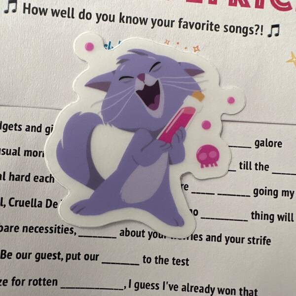 Yzma Cat With Potion Transparent Sticker/ Laptop iPhone Water Bottle ...