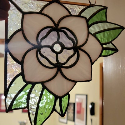 Stained Glass Pattern, Digital Download, Magnolia Corner Panel, Stained ...