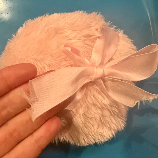 Luxurious Body Powder Puff, 4 Inches With Peach Ribbon Handle and Bow ...
