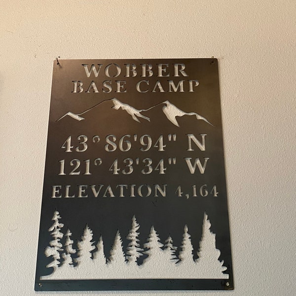 Personalized Base Camp Coordinates & Elevation Sign - Mountain Home ...