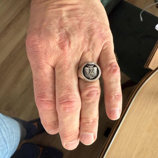 Jesus Christ Men Ring, Religious Signet Ring, IHS Patterned Men Ring ...