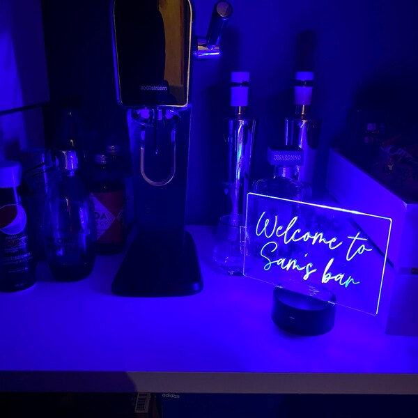 Personalised LED Name Sign. Custom Engraved Light up Name Plaque ...