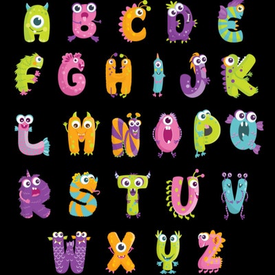 Monster Alphabet Clipart, Birthday, Boy Girl and Baby Shower Letters ...