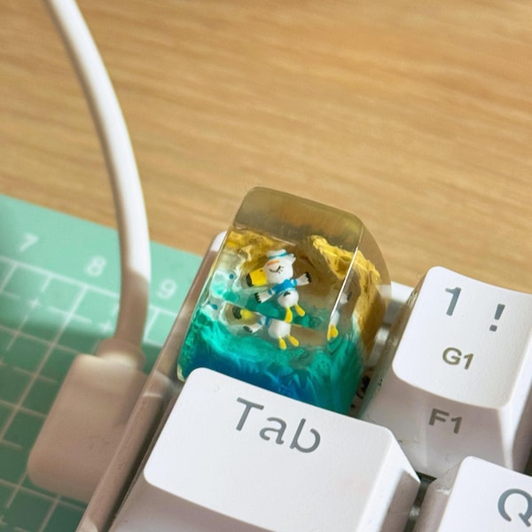 Black White Koi Fish Keycap, Koi Fish SA Profile Keycap, Handmade ...