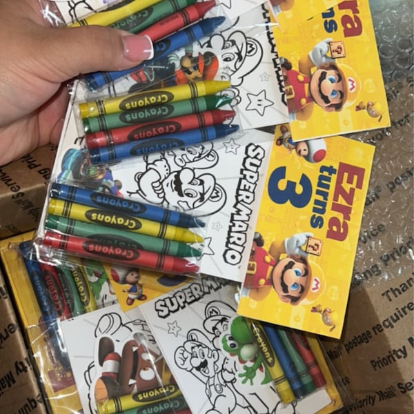 Super Mario Bros Coloring Party Favor Pouch & Crayons-birthday Theme ...