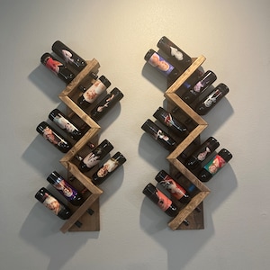 Zig Zag Wine Rack the Ziggy Zag Z Geometric Wall Mounted Rustic Wood ...
