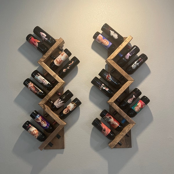 Zig Zag Wine Rack | the Ziggy Zag | Z Geometric Wall Mounted Rustic ...