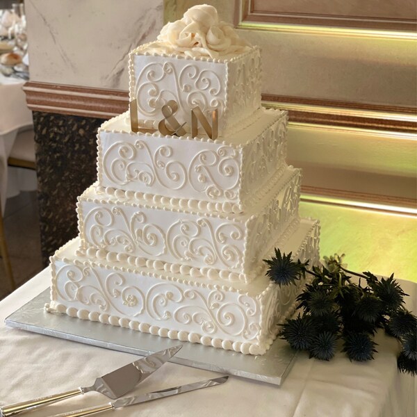 Modern Initial/personalized Cake Toppers (empire/mini) Silver and Gold ...
