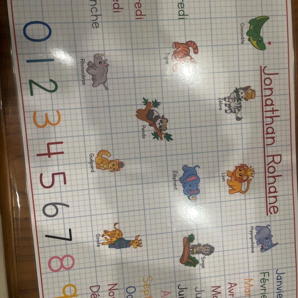 Set de table ludique maternelle CP, set de table personnalisé, set de ...