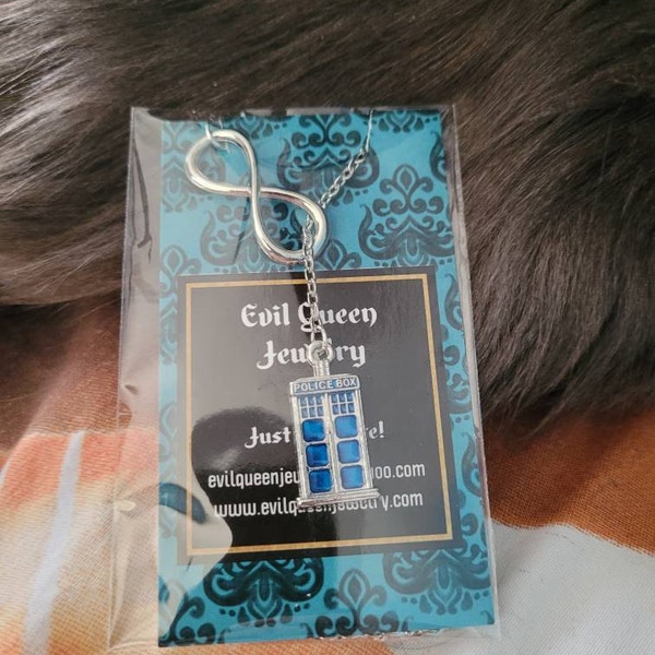 Dr. Who Tardis Lariat Necklace, Tardis and Infinity Necklace ...