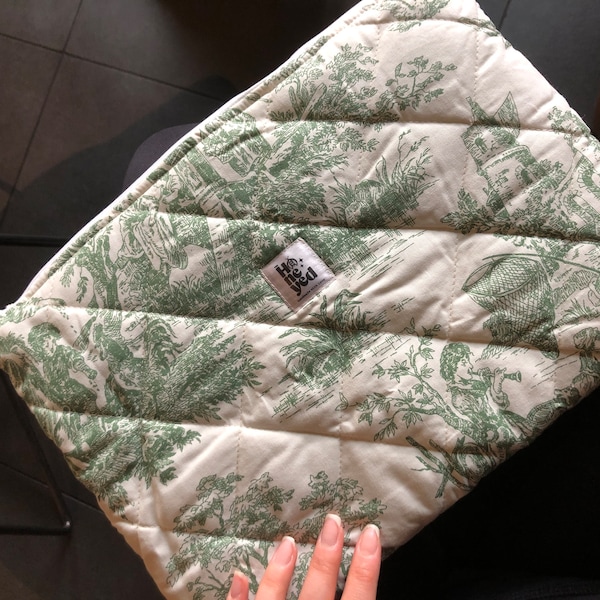 Laptop Bag, Green Quilted Laptop iPad Tablet Sleeve With Cotton Lining ...