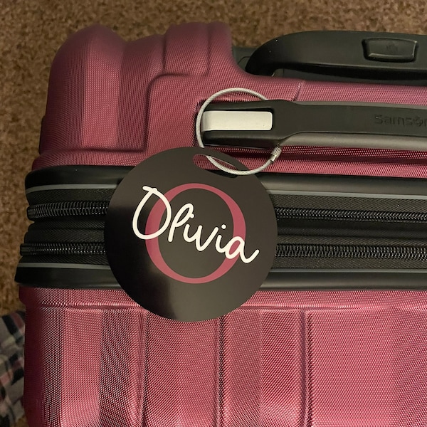 Monogram Initial Luggage Tag - Monogrammed Travel School Backpack Bag ...