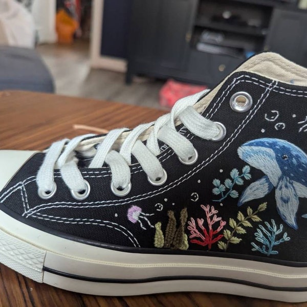 Custom Converse High Tops, Flower Embroidered Converse, Garden Flowers ...