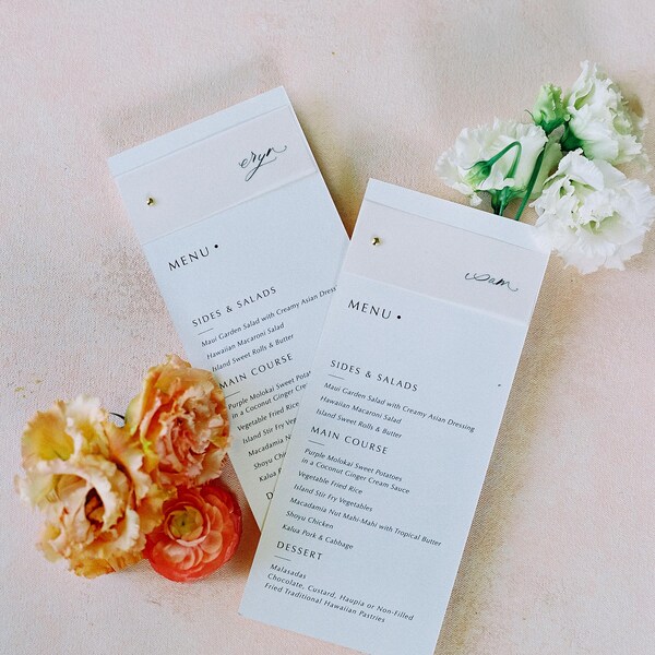 Printed Menu Cards With Wax Seal, Wedding Menu Cards, Custom Printed ...
