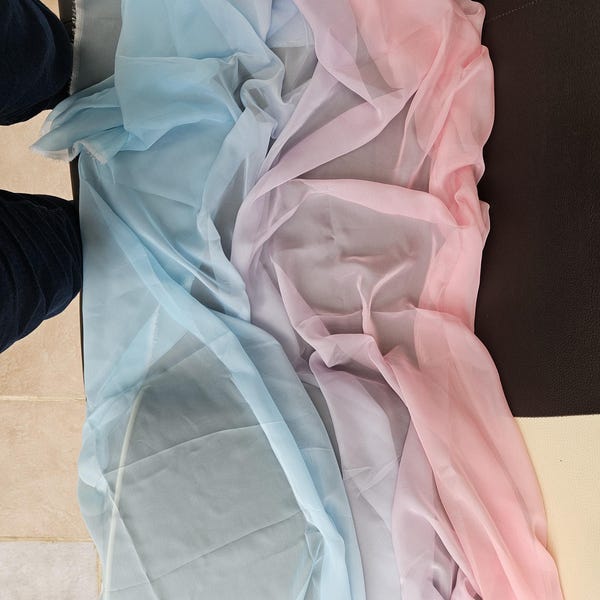 Lightweight 2-tone Ombre Chiffon Fabric, 30D Sheer Chiffon Gradient ...