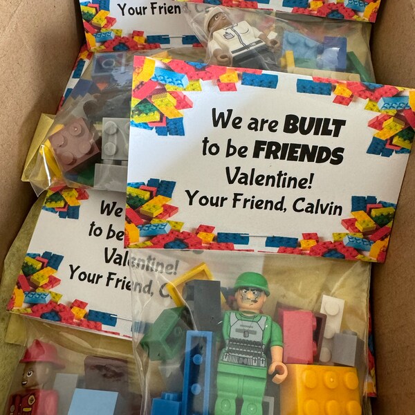 Building Blocks Valentine Favors, Kids Valentine Favors, Valentine ...