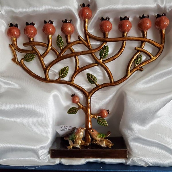 Pomegranate Menorah Gift for the Jewish Home Handmade & Hand Painted ...