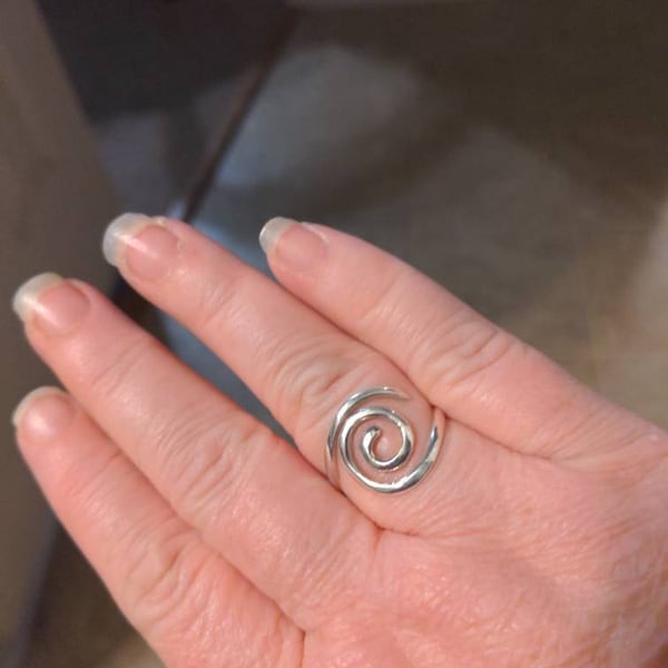 Handcrafted Sterling Silver Spiral Statement Ring - Minimalist Geometric Design for Modern ...