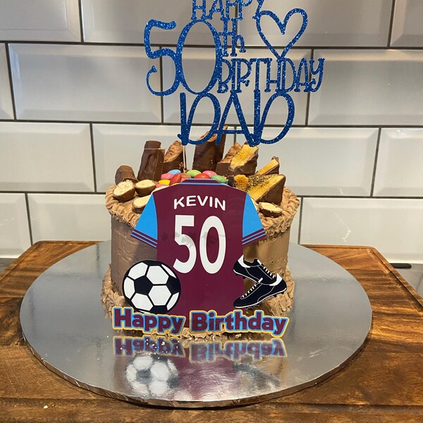 Chelsea Style Personalised Football Cake Topper. Any Name and Number ...