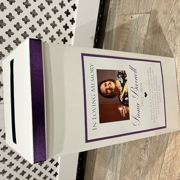 Personalised Funeral Memorial Donations Collection Card Post Box and ...
