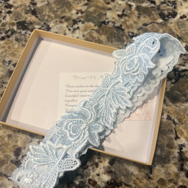 Dainty Blue Wedding Garter, Light Ivory Lace Garter, Something Blue ...