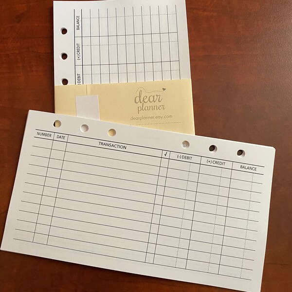 PRINTED Checkbook Register Inserts - Check Book Record Tracker ...