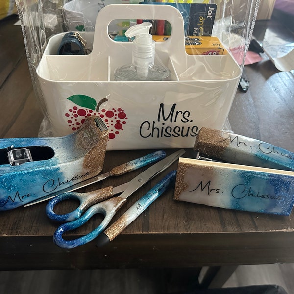 6 Piece Beach Theme Resin Office Supply Set | Resin Scissors | Resin ...