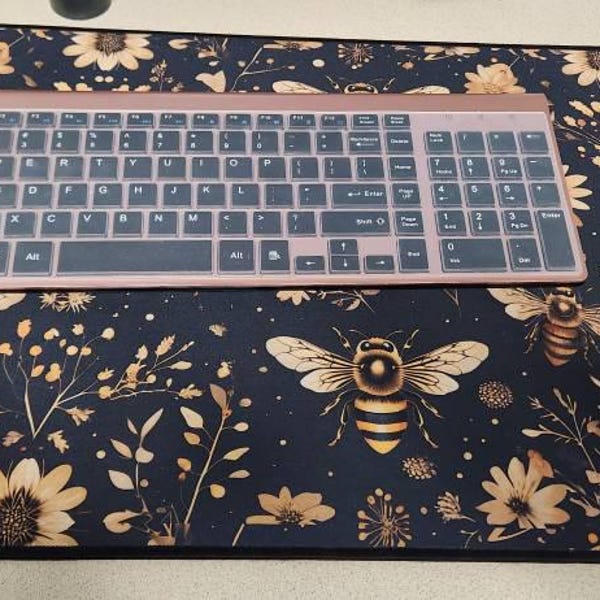 Golden Bee Desk Mat: Vintage Floral Non-slip Office Decor - Etsy