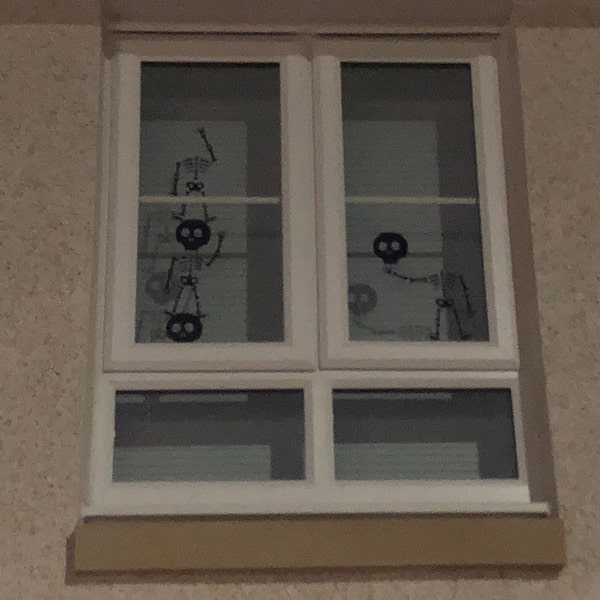Halloween Window Stickers - Set of 3 Skeletons, Halloween Window Decal ...